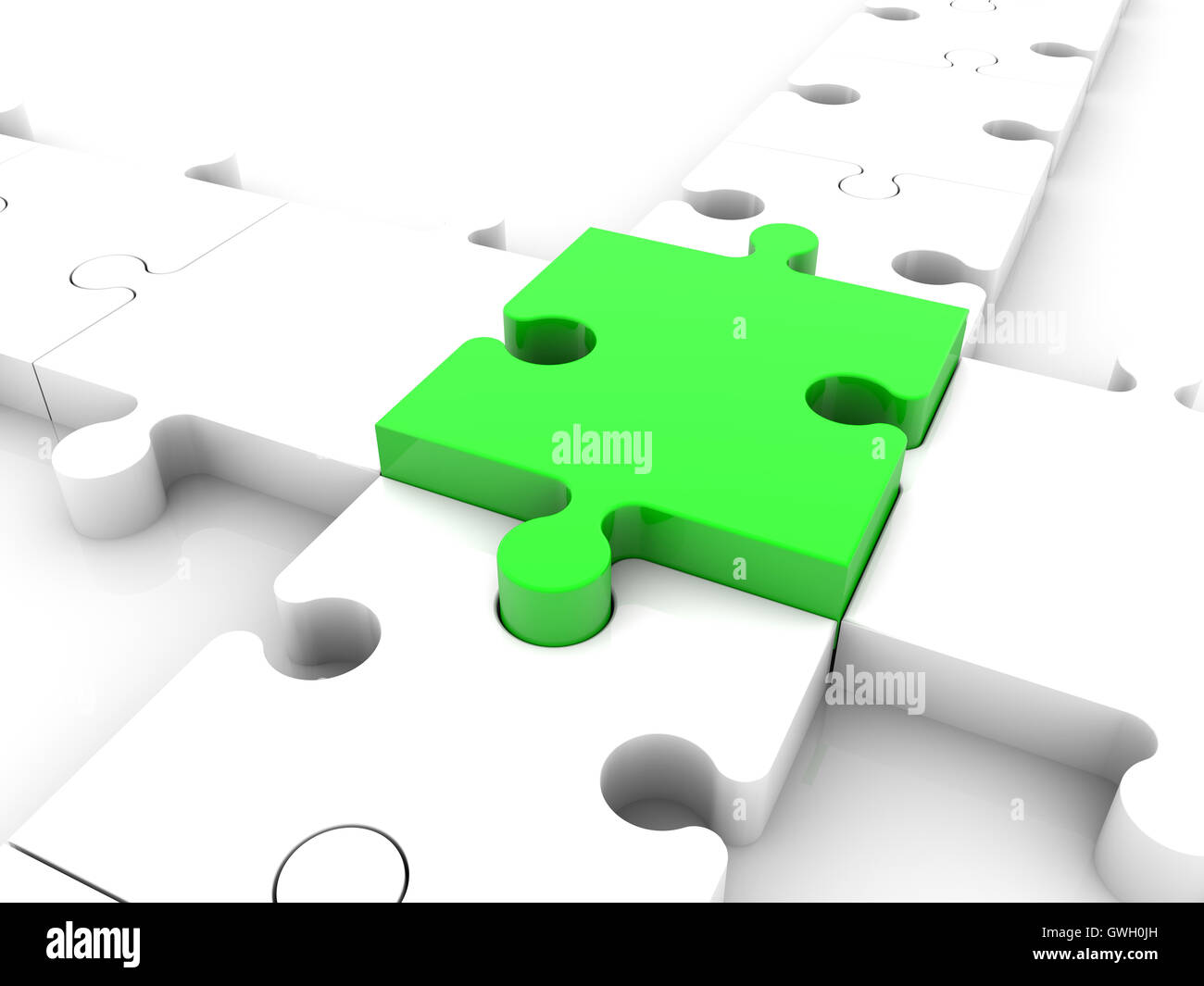 Puzzle pieces concept in white and green colors Stock Photo - Alamy