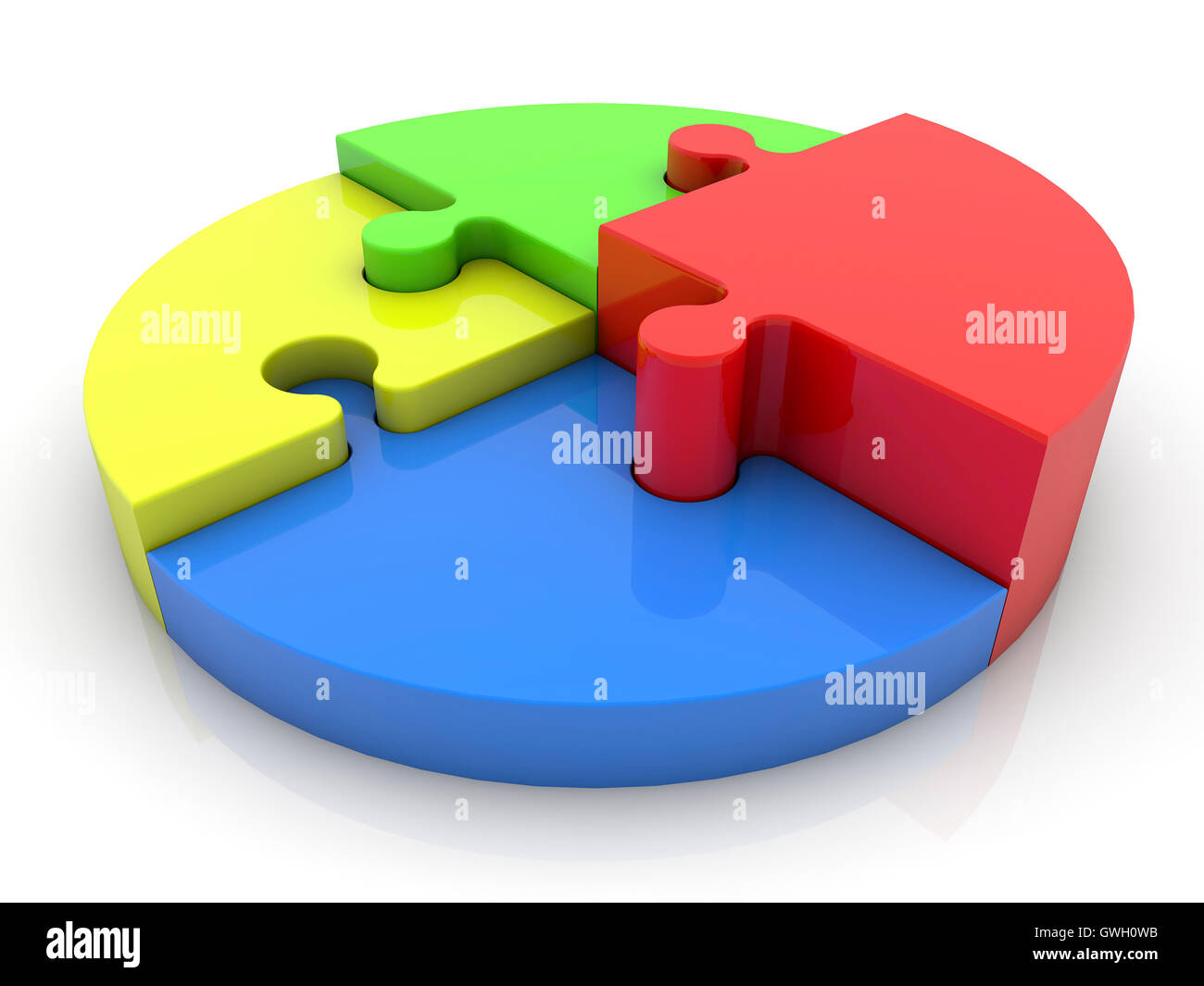 Puzzle pieces in red,yellow,blue and green colors Stock Photo - Alamy