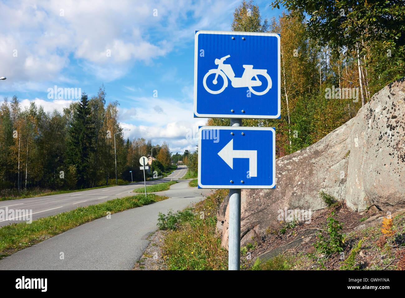 moped route traffic sign, Finland Stock Photo - Alamy