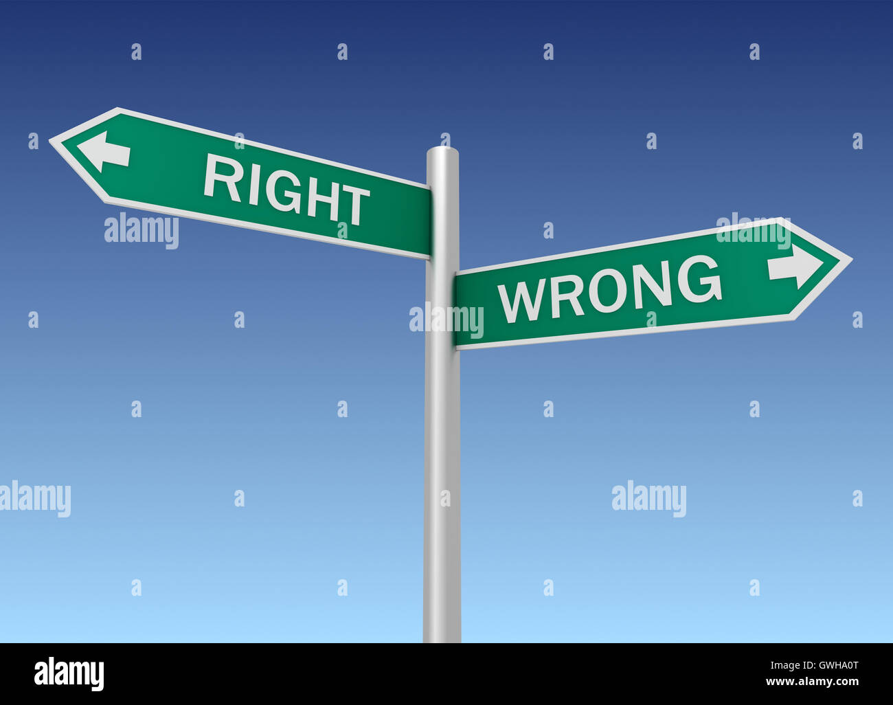 right wrong road sign 3d illustration Stock Photo - Alamy