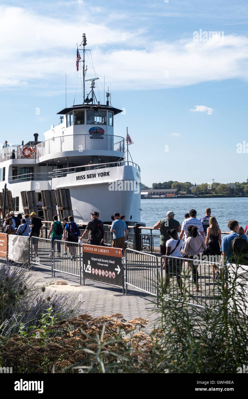 Statue of Liberty Ferry in Battery Park, NYC, USA Stock Photo - Alamy
