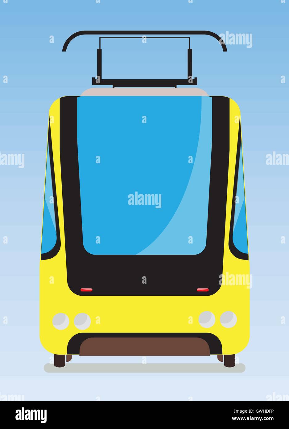 Front view of Tram car or trolley car flat design Vector Illustration ...