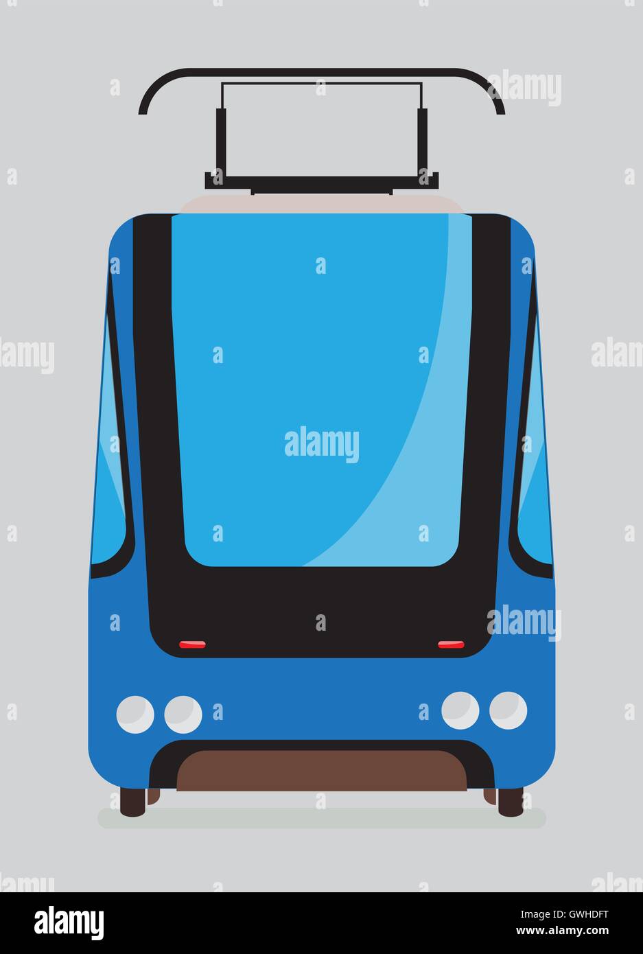 Front view of Tram car or trolley car flat design Vector Illustration ...