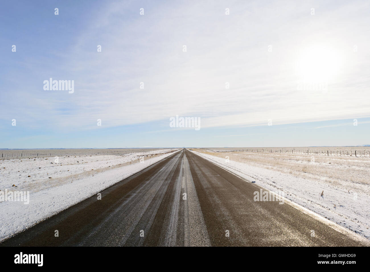 View highway in to winter Stock Photo - Alamy