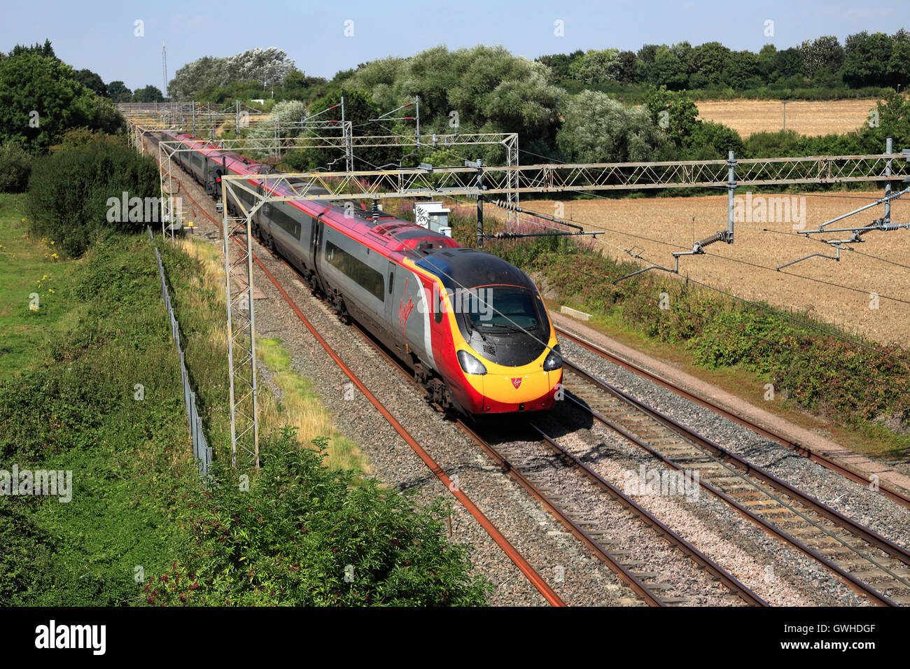 390 class Virgin trains Pendolino, Northampton to Rugby line ...
