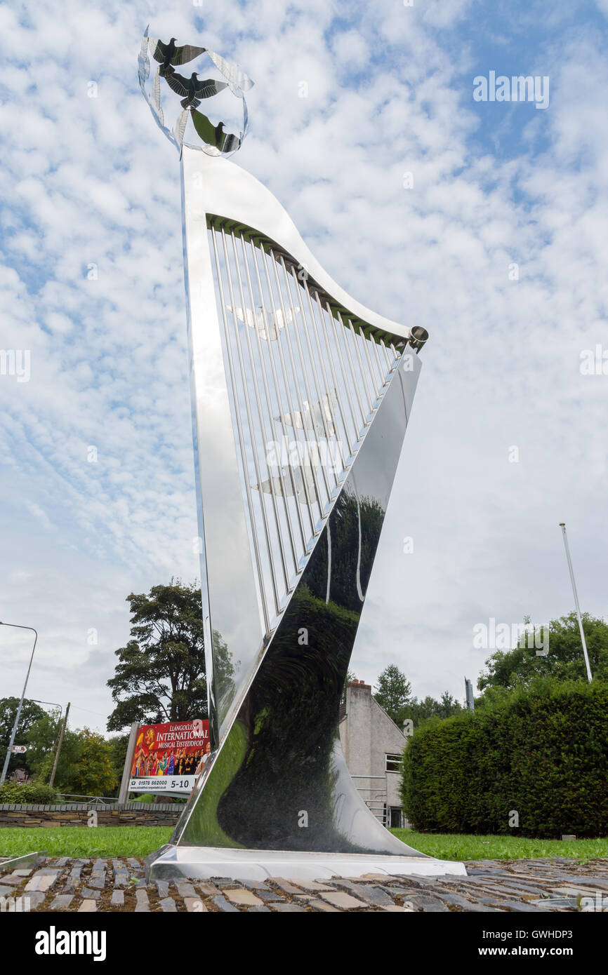 Harp and Doves or Doves of Peace public art sculpture at the entrance ...
