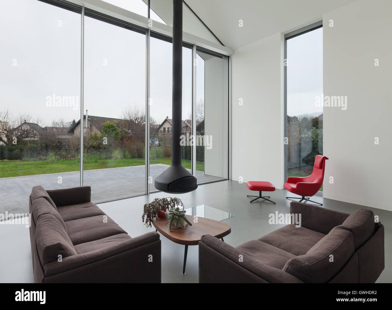 Interior of a beautiful modern house, living room Stock Photo - Alamy