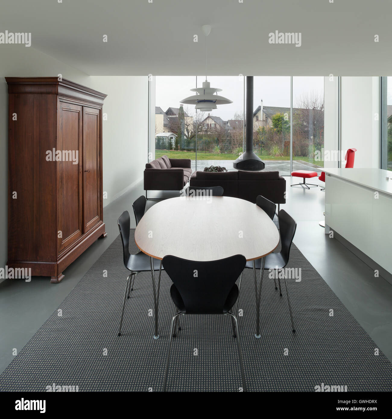beautiful interiors of a modern house, dining room Stock Photo - Alamy