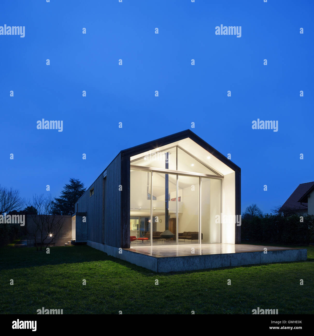 beautiful modern house, night scene Stock Photo - Alamy