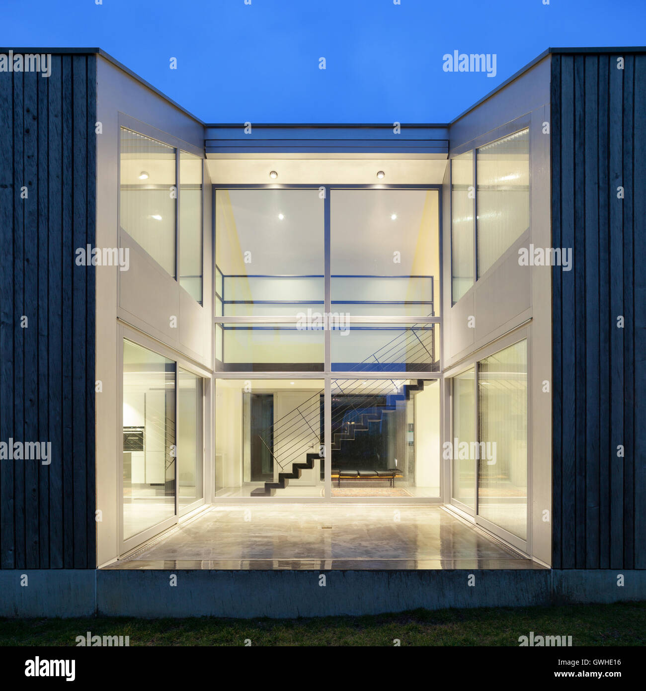 beautiful modern house, night scene Stock Photo - Alamy