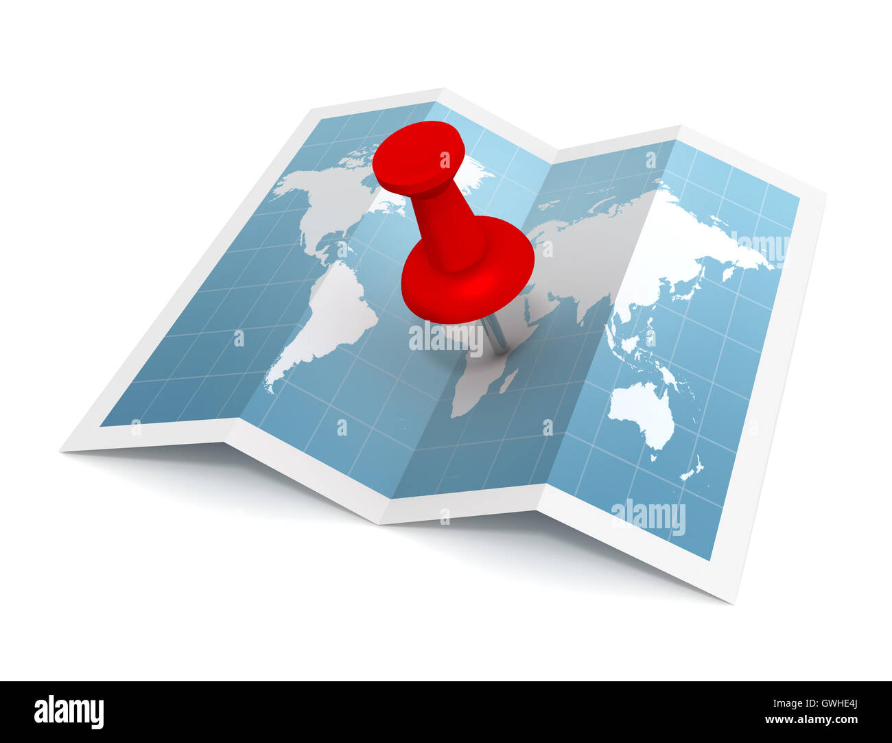 pushpin on map concept 3d illustration Stock Photo - Alamy