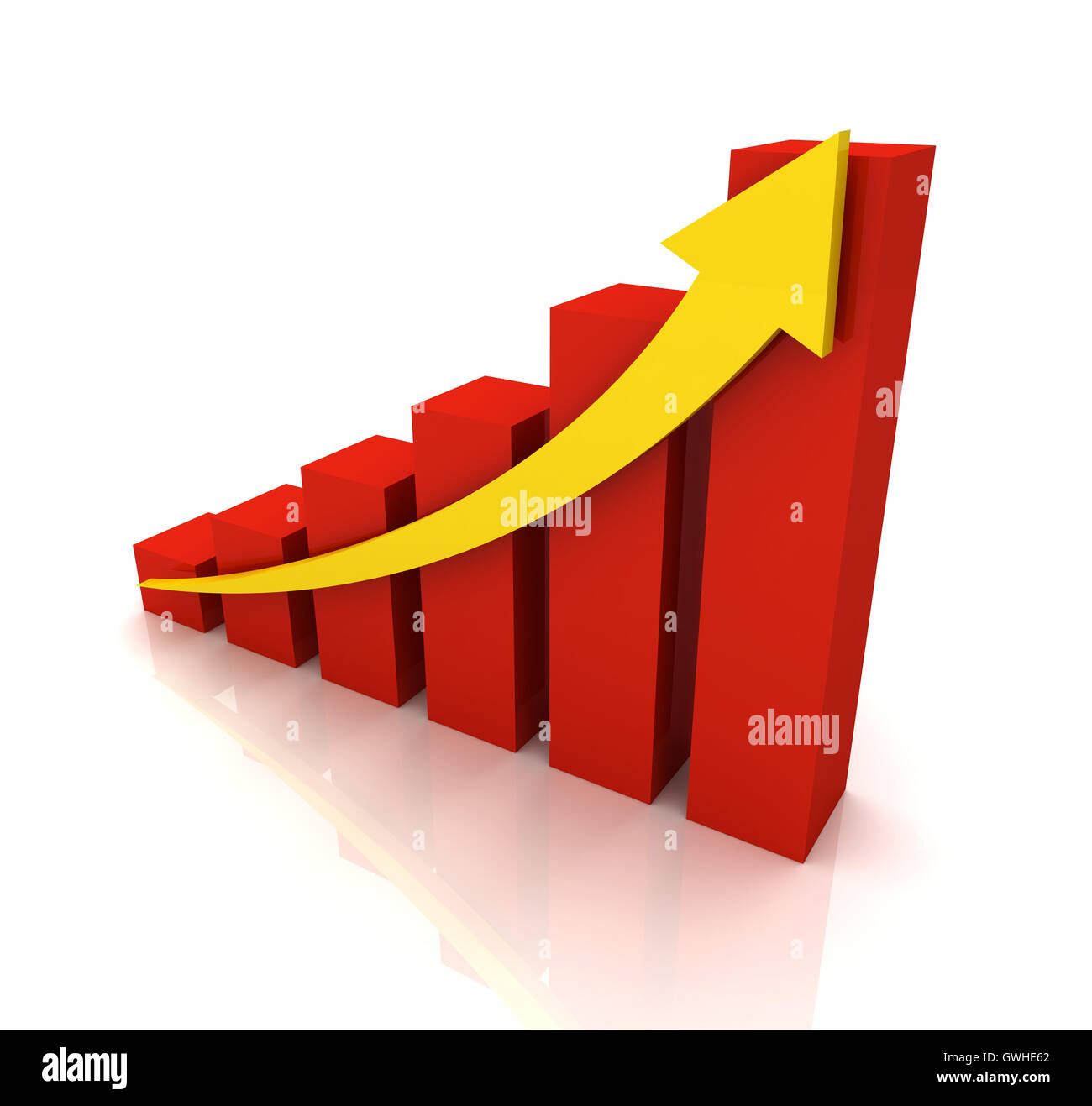 rising business graph concept 3d illustration Stock Photo - Alamy