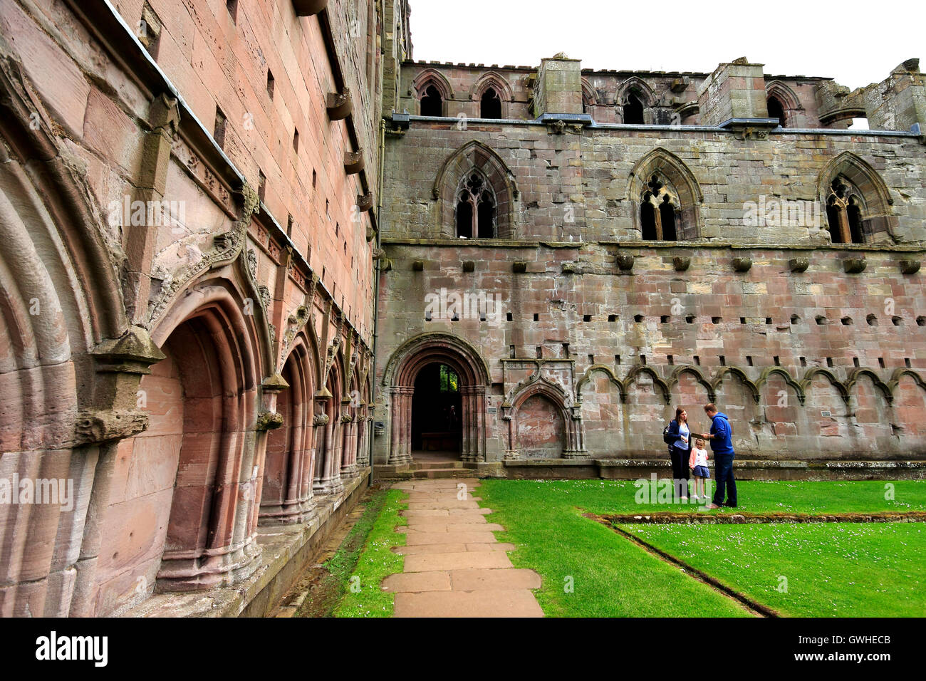 Ruins of Melrose Abbey, a Cistercian monastery in the Scottish Borders ...