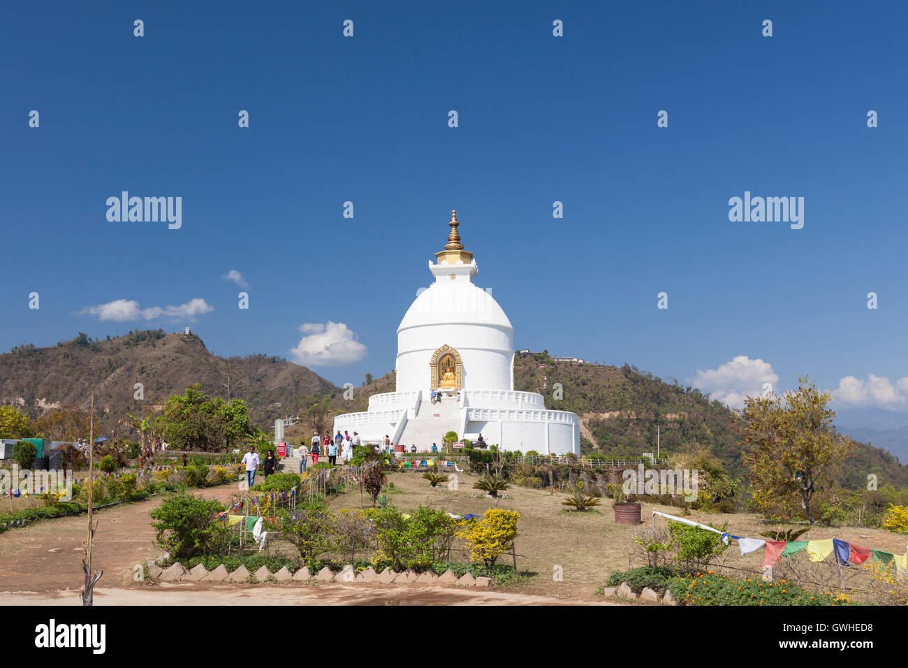 World peace pagoda, Pokhara, Nepal Stock Photo - Alamy