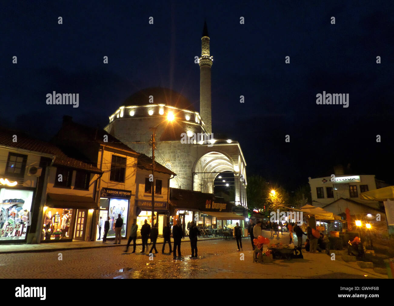 Illuminated Famous Landmark of the Old Town of Prizren, Kosovo Stock ...