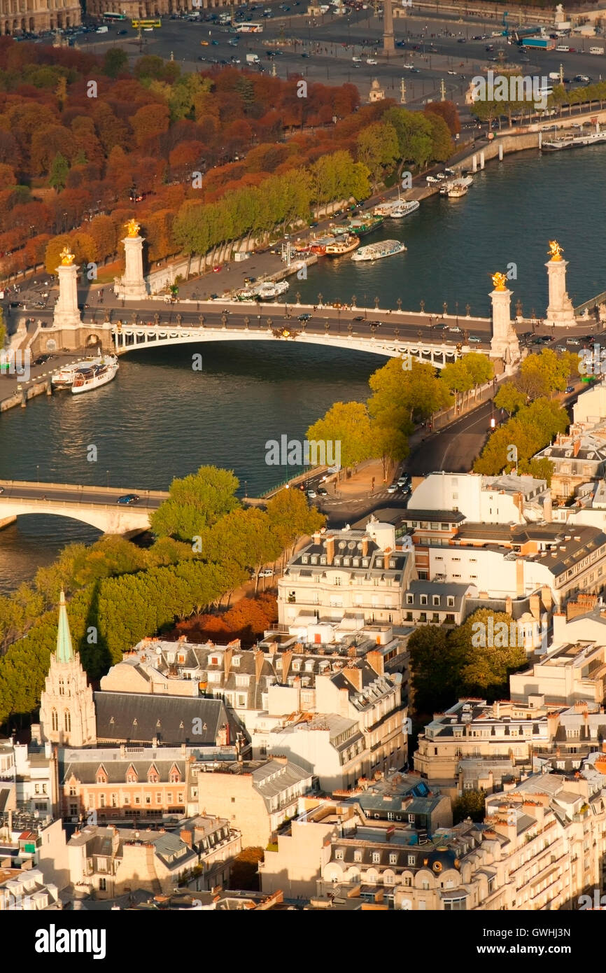 Magnificent view of Paris and River Seine from the Eiffel Tower Stock ...
