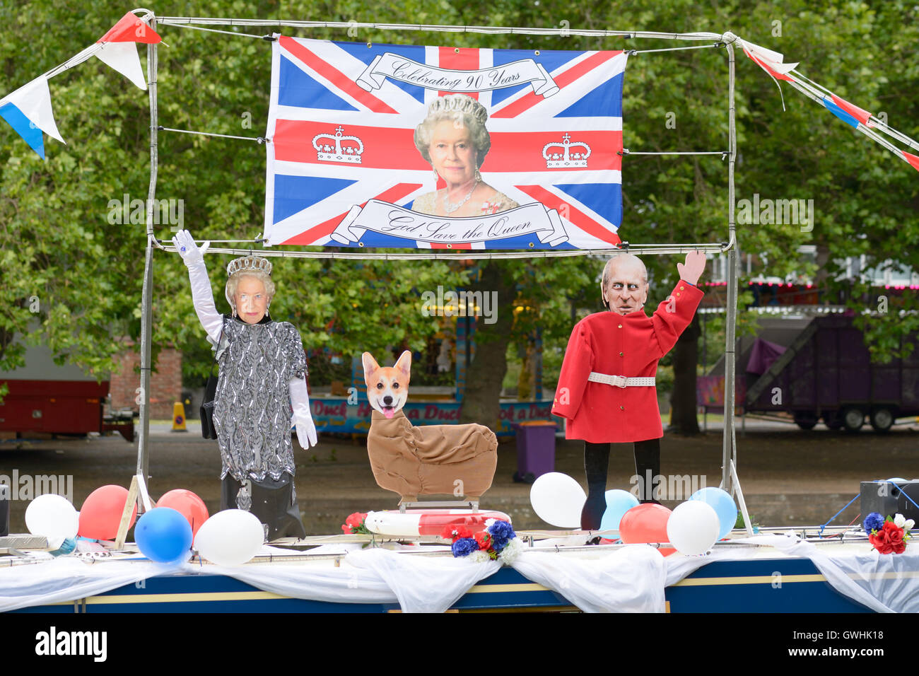 Display celebrating Queen Elizabeth II's 90th Birthday on boat at The ...