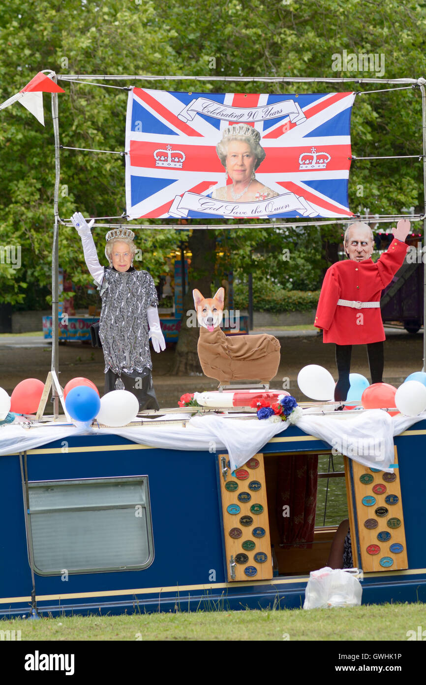 Display celebrating Queen Elizabeth II's 90th Birthday on boat at The ...