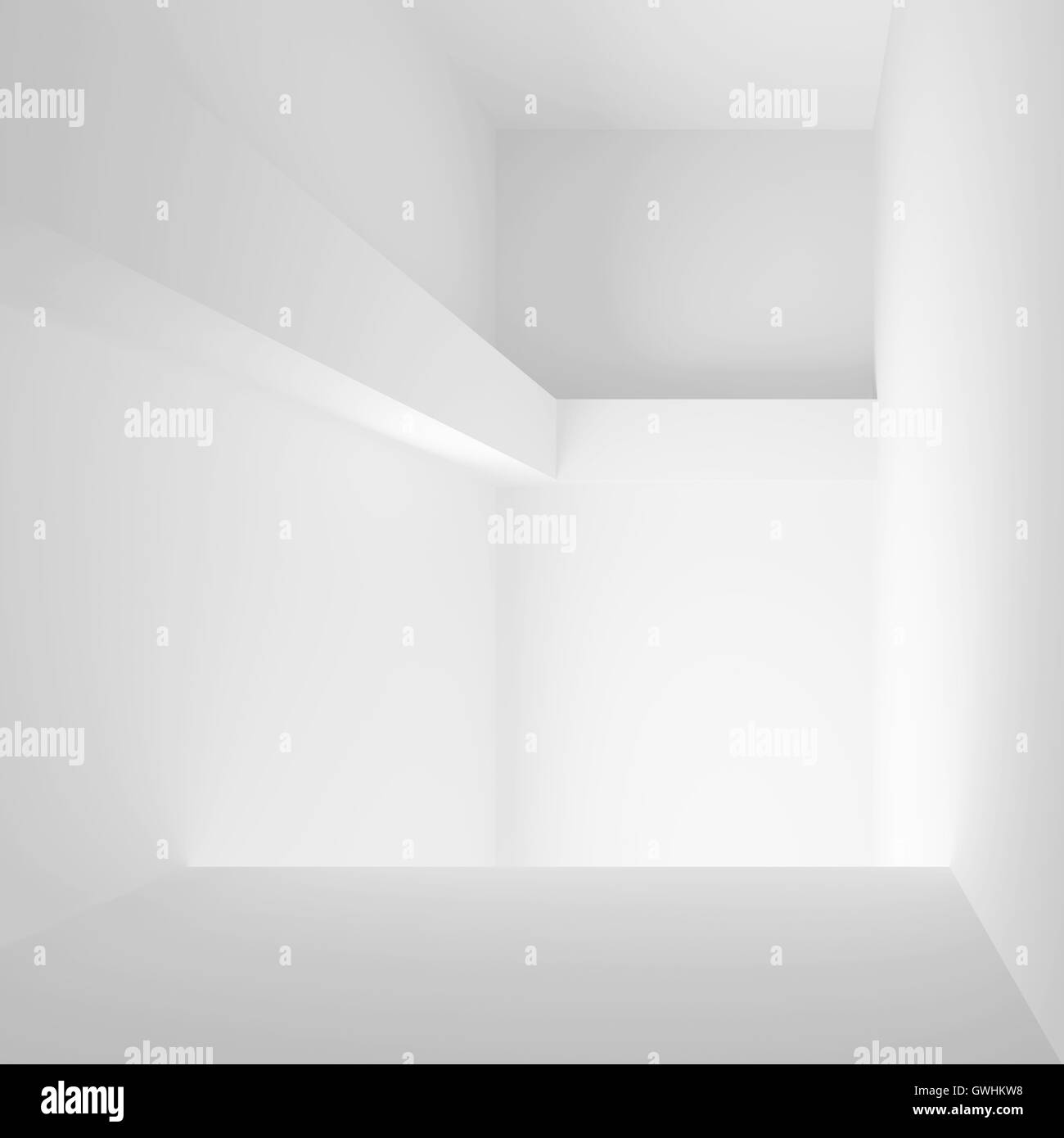 White abstract empty interior with soft illumination. Square 3d ...