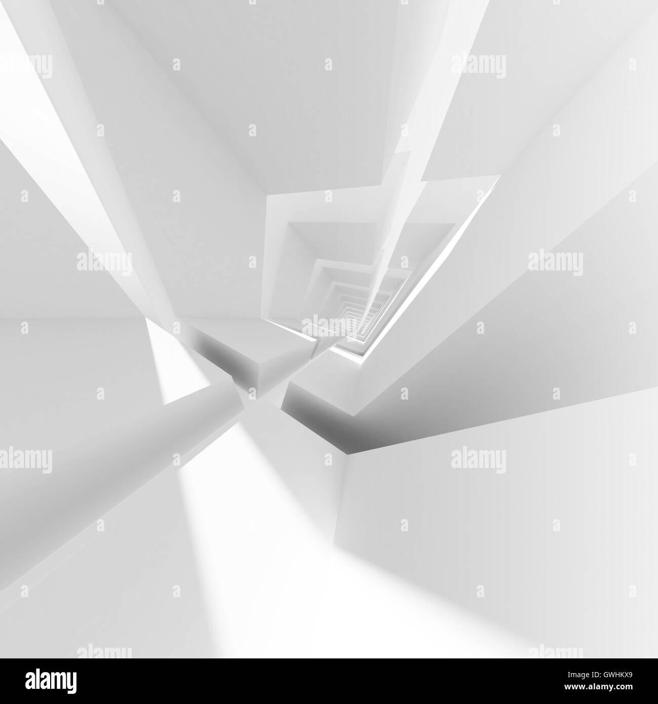 White abstract empty interior with bent perspective. Square 3d ...