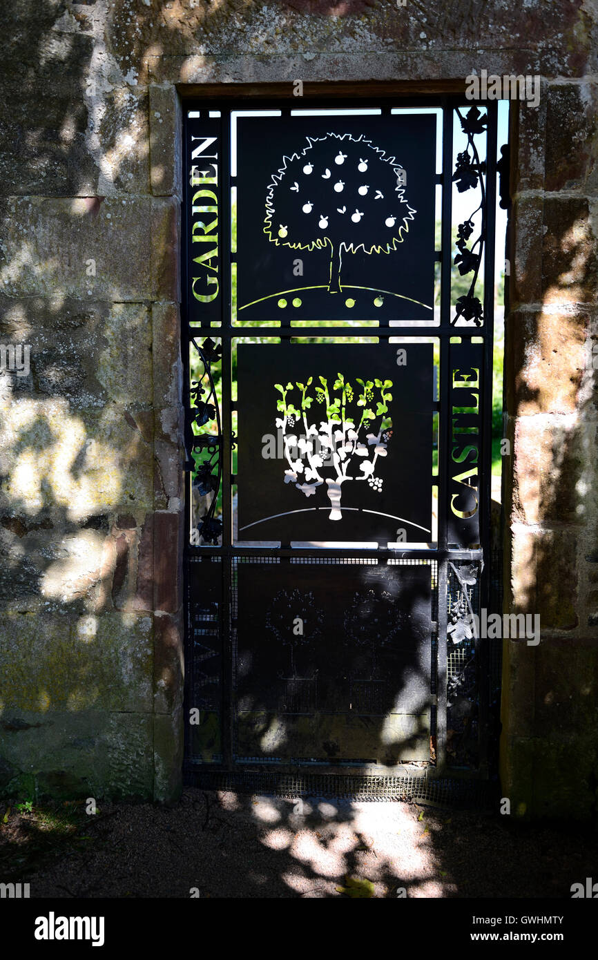 Entrance gate to walled garden at Fyvie Castle near Turriff in ...