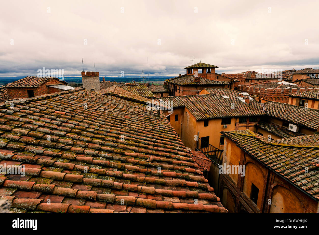 Rooftop views of medieval town of Siena, Italy Stock Photo - Alamy
