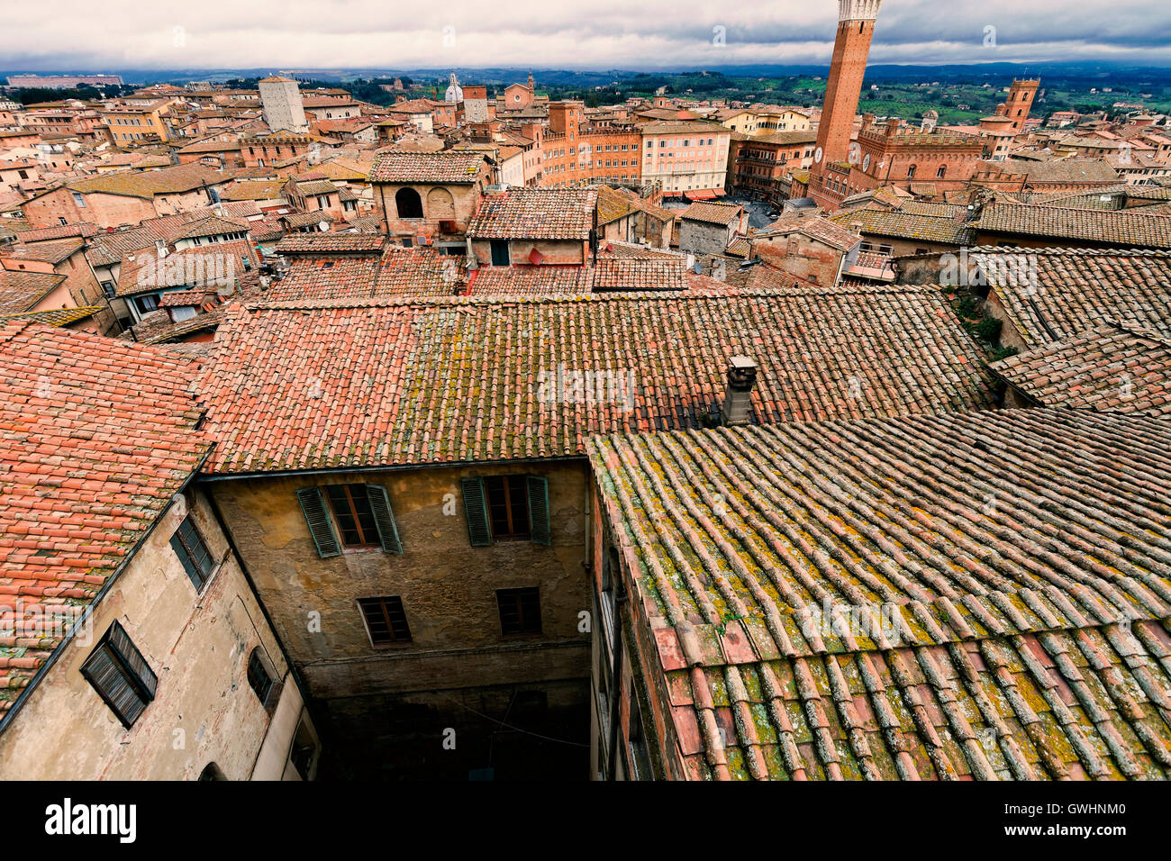 Rooftop views of medieval town of Siena, Italy Stock Photo - Alamy