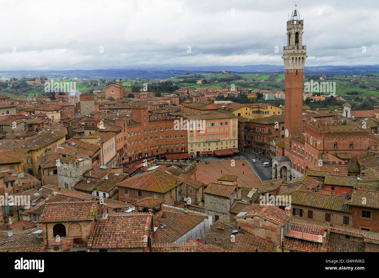 Rooftop views of medieval town of Siena, Italy Stock Photo - Alamy