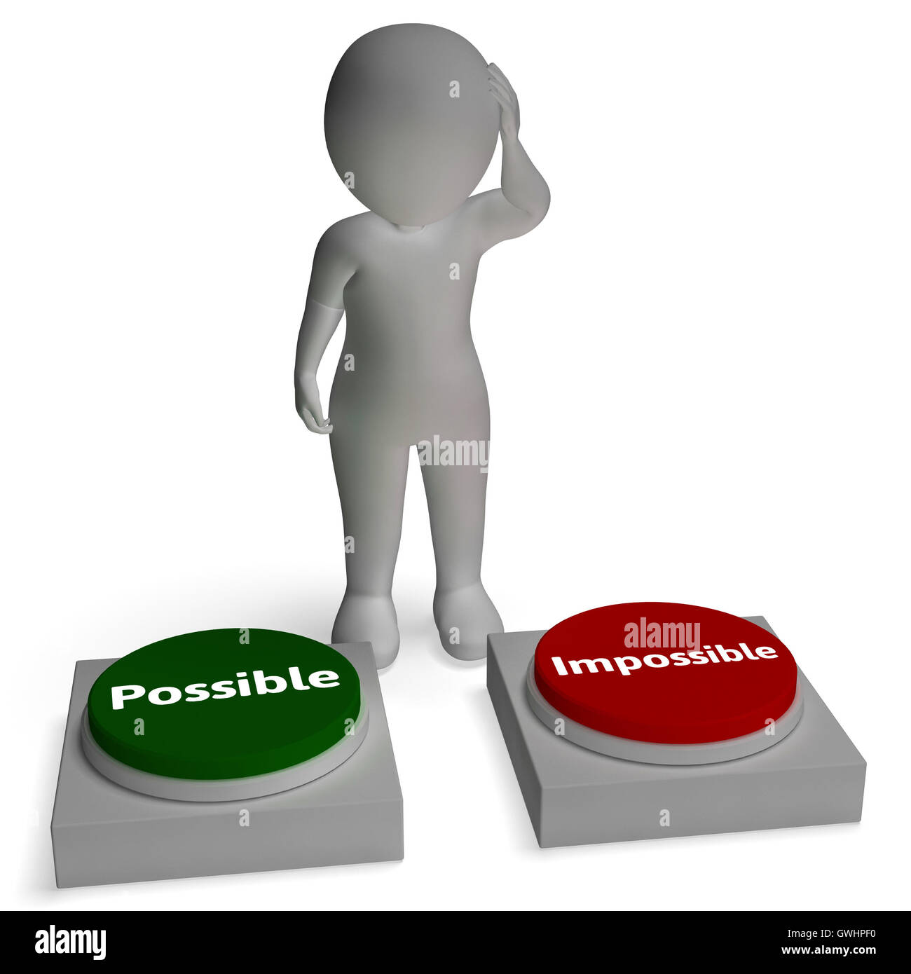 Possible Impossible Buttons Shows Possibility Stock Photo - Alamy