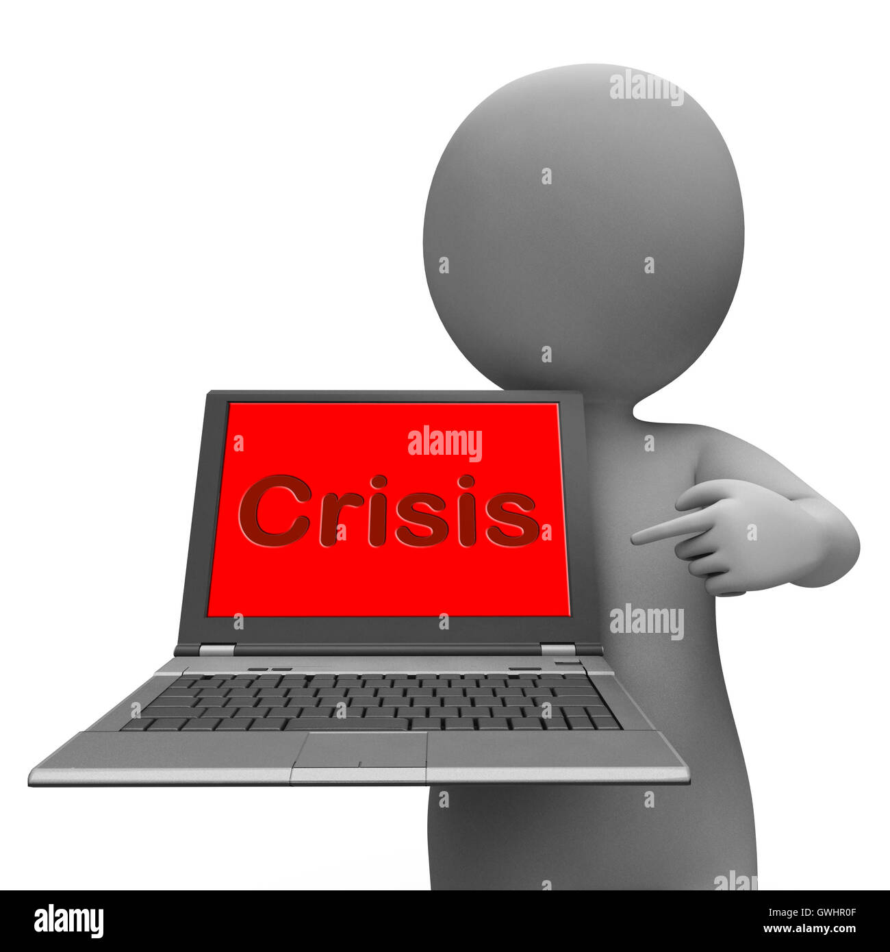 Crisis Laptop Means Calamity Trouble Or Dangerous Situation Stock Photo ...