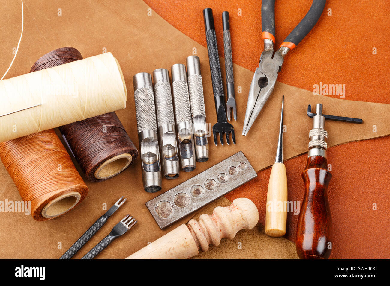 Handmade leather craft tool Stock Photo - Alamy