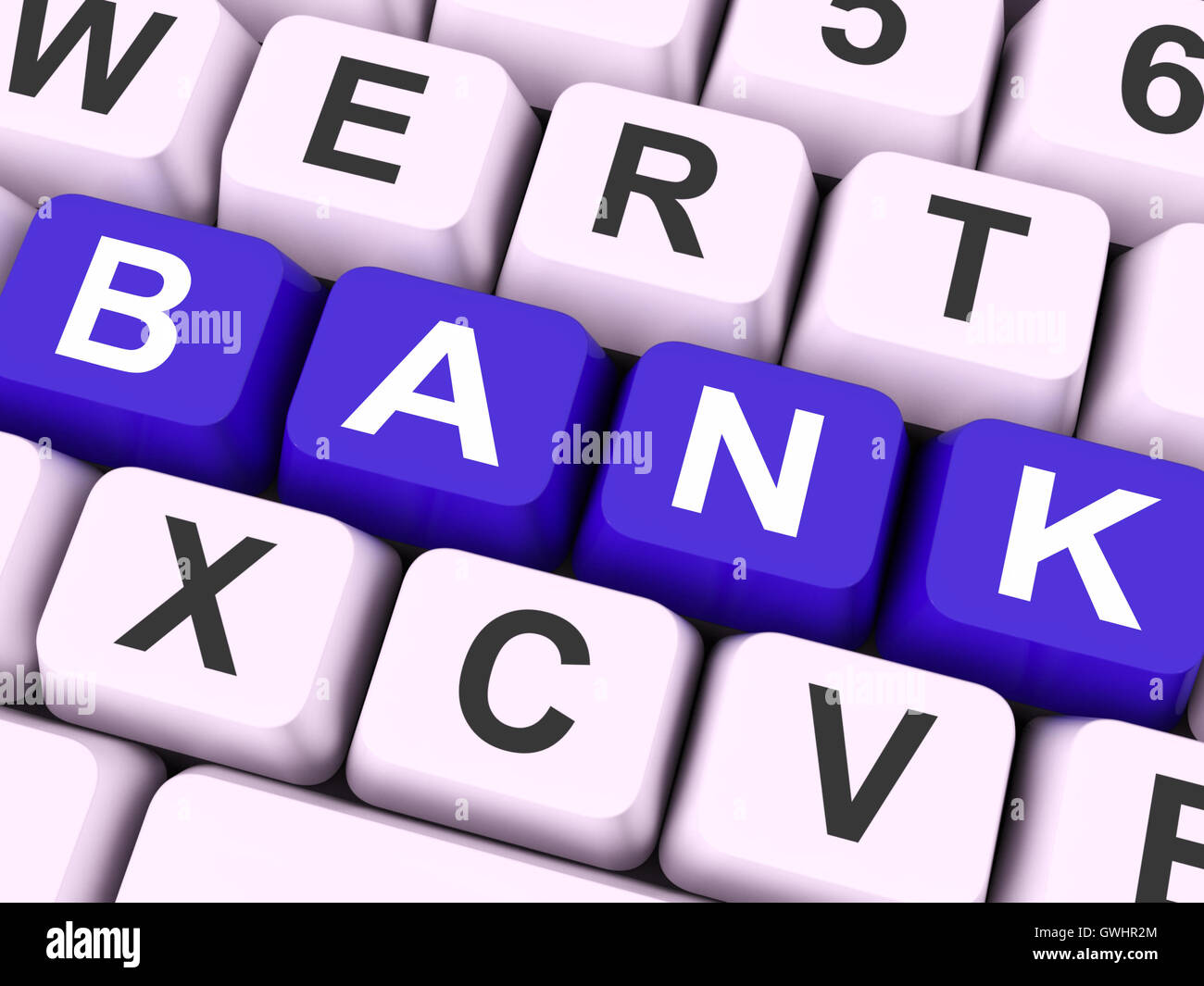 Bank Key Shows Online Or Electronic Banking Stock Photo - Alamy