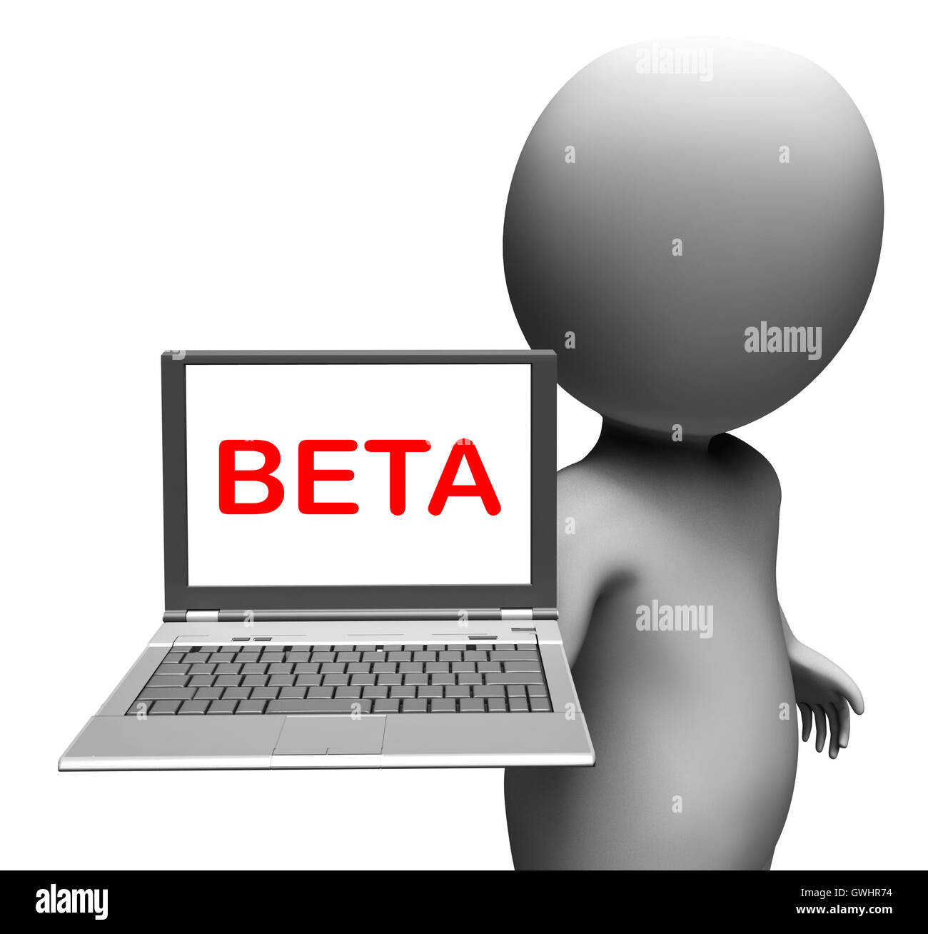 Beta Character Laptop Shows Online Trial Software Or Development Stock ...