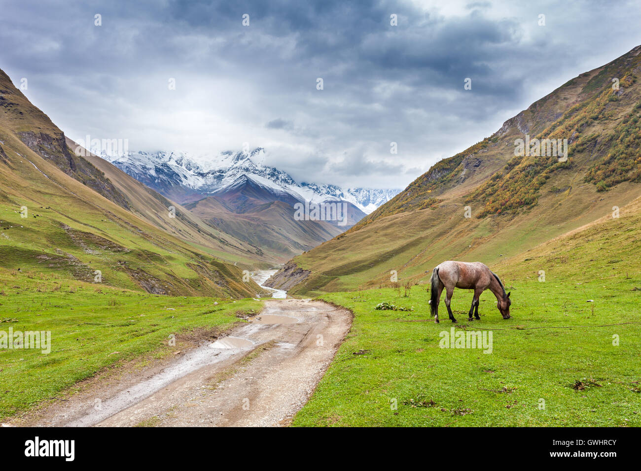 Caucasus landscape in Georgia Stock Photo - Alamy