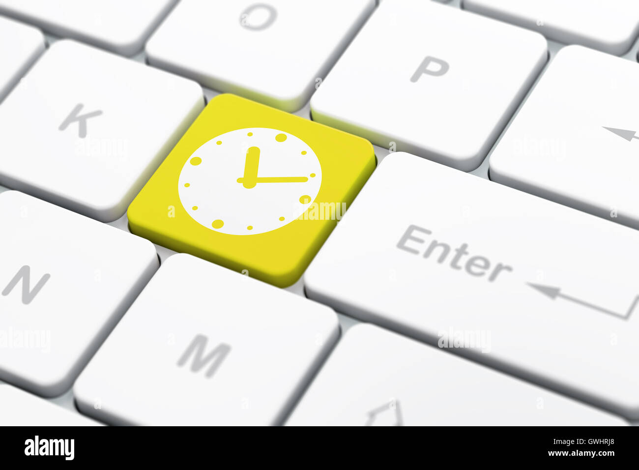 Timeline concept: Clock on computer keyboard background Stock Photo - Alamy