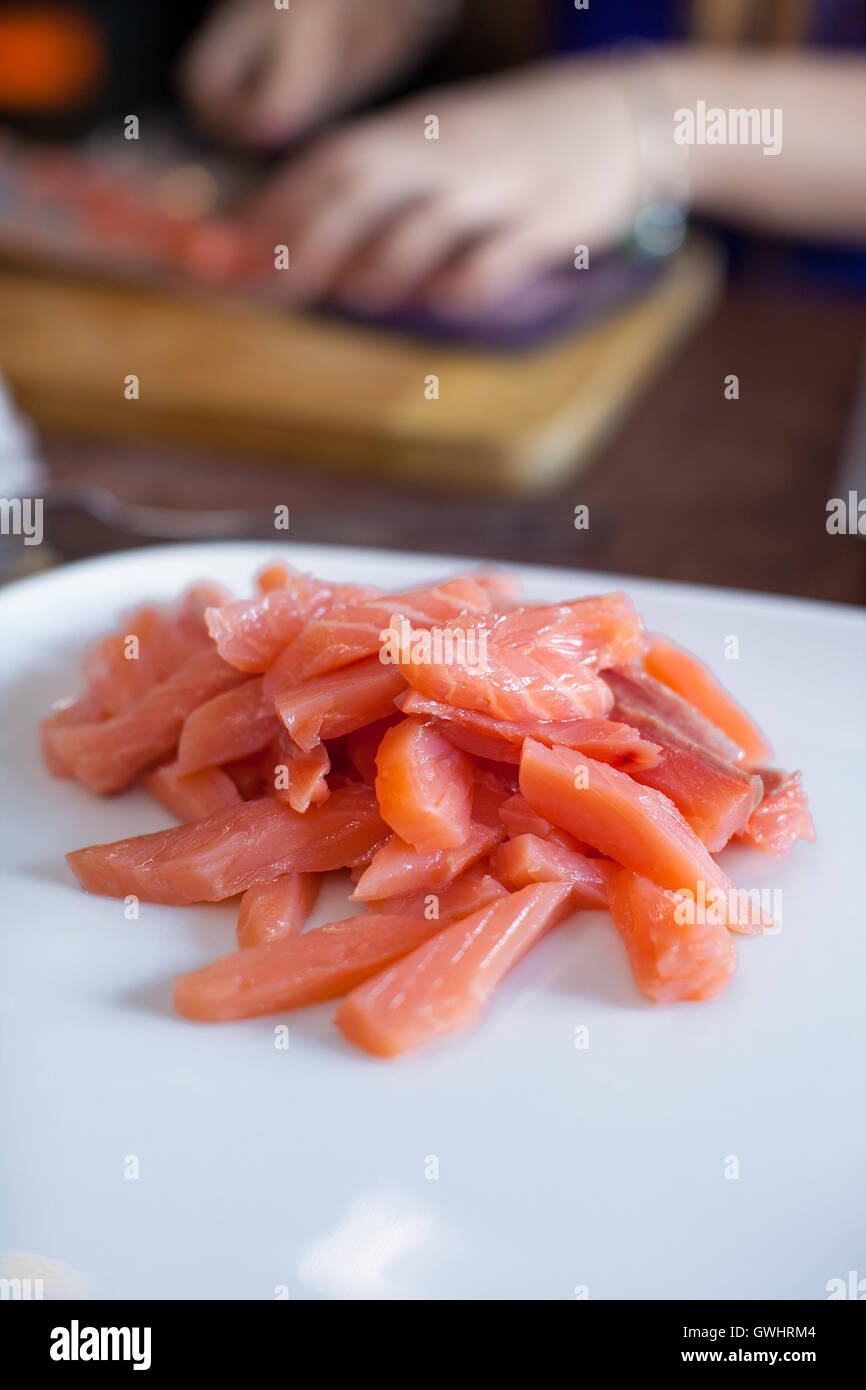 Pieces of salmon side by side hi-res stock photography and images - Alamy