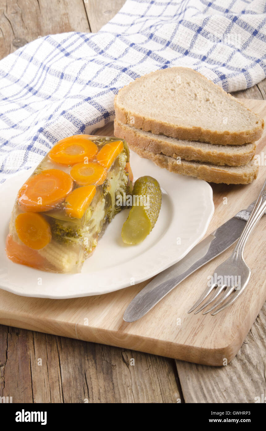 vegetable in aspic and bread Stock Photo - Alamy
