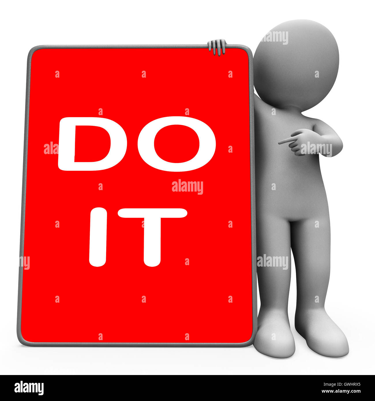 Do It Tablet Character Means Act Or Taking Action Right Now Stock Photo ...
