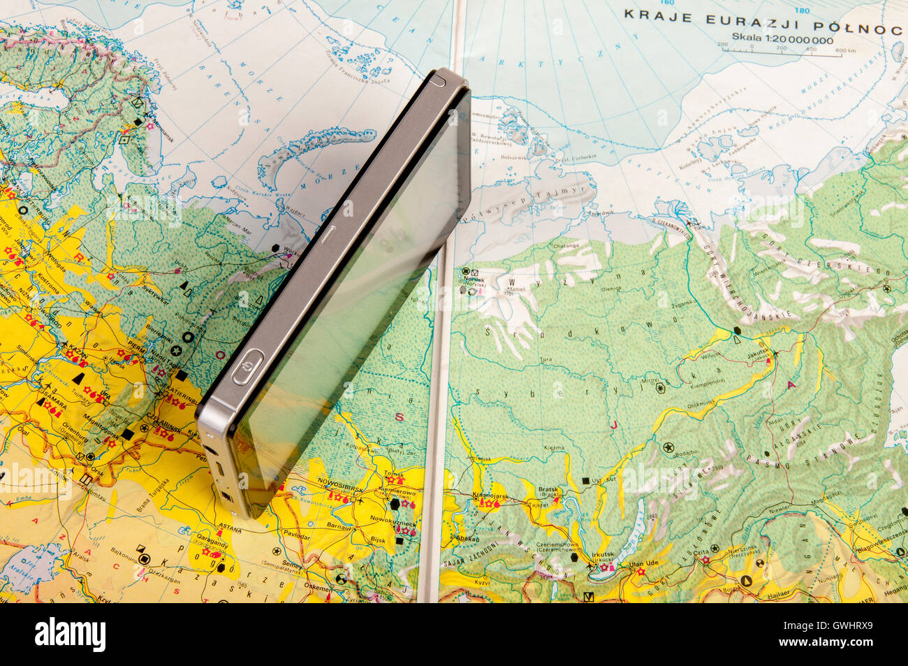 Navigation system and road map Stock Photo - Alamy