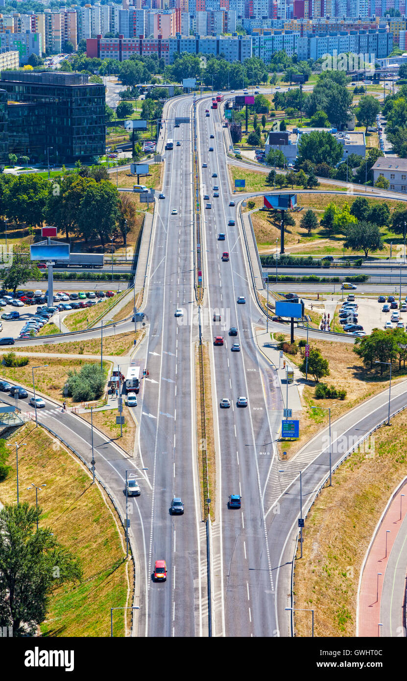 Top view on a big fork of the high-speed highway Stock Photo - Alamy