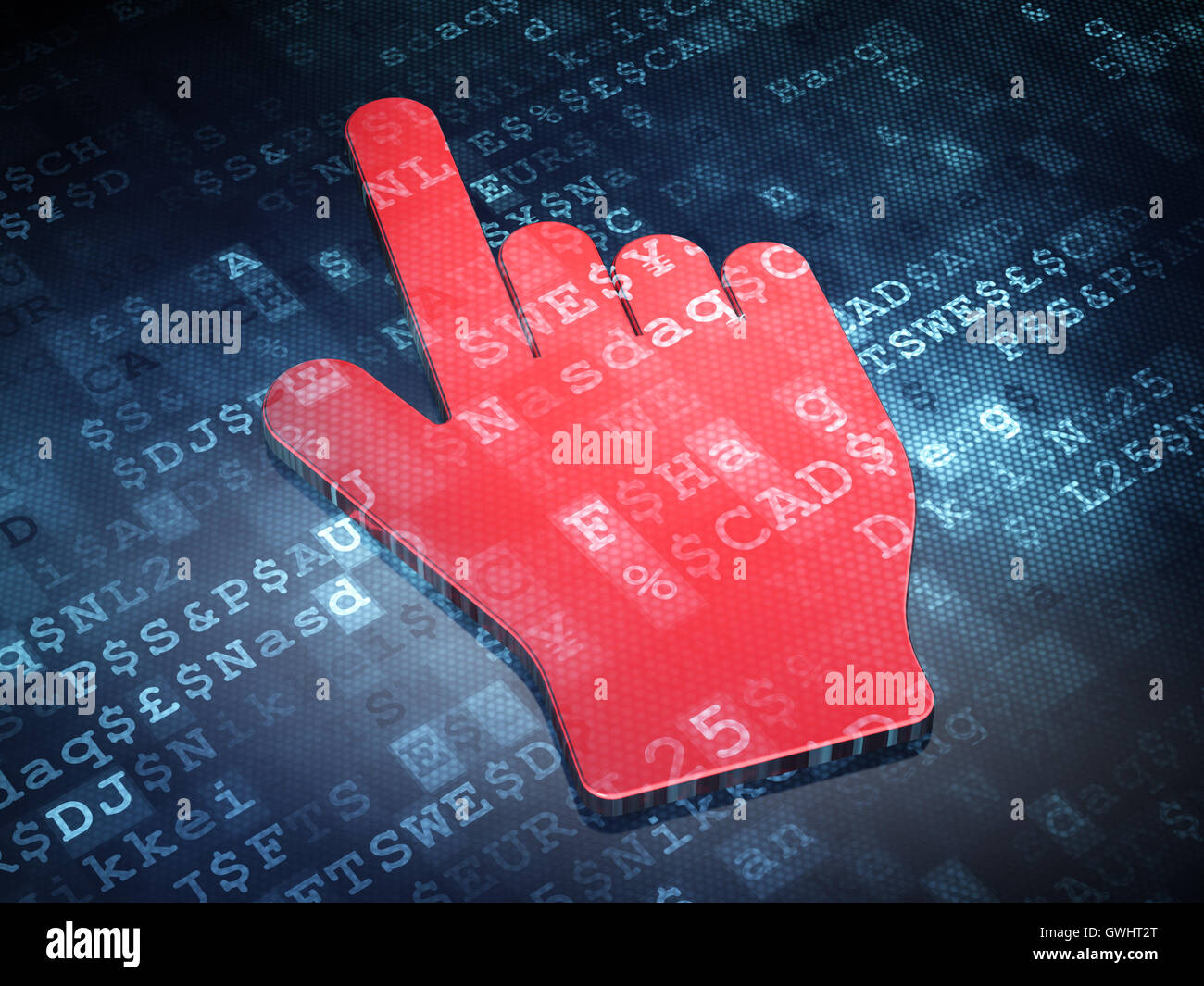 Marketing concept: Red Mouse Cursor on digital background Stock Photo ...
