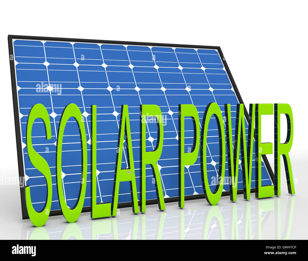 Solar Panel And Power Word Shows Sustainable Energies Stock Photo - Alamy