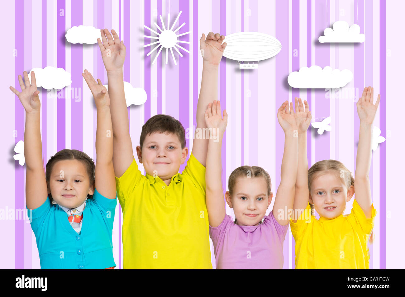 Female kids children line hi-res stock photography and images - Alamy