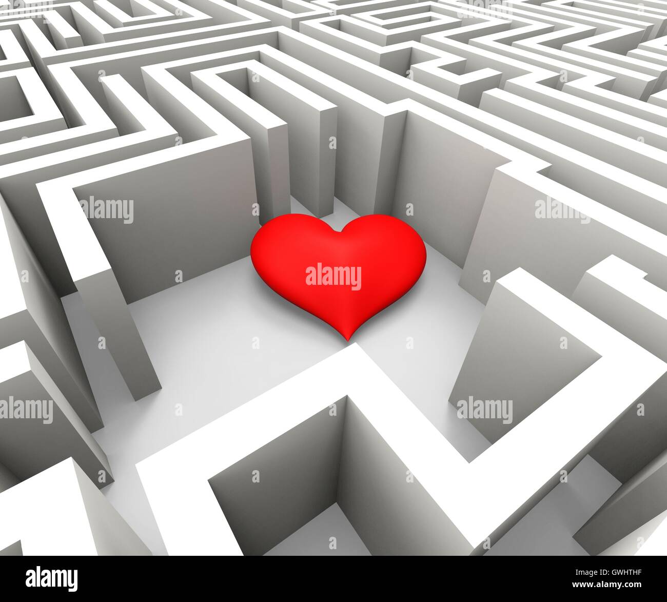 Finding Love Shows Heart In Maze Stock Photo - Alamy