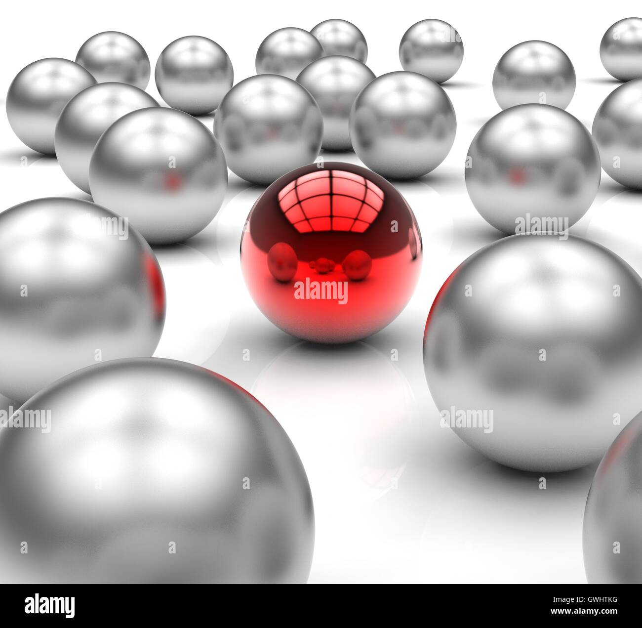 Standing Out Metallic Balls Shows Leadership Stock Photo - Alamy
