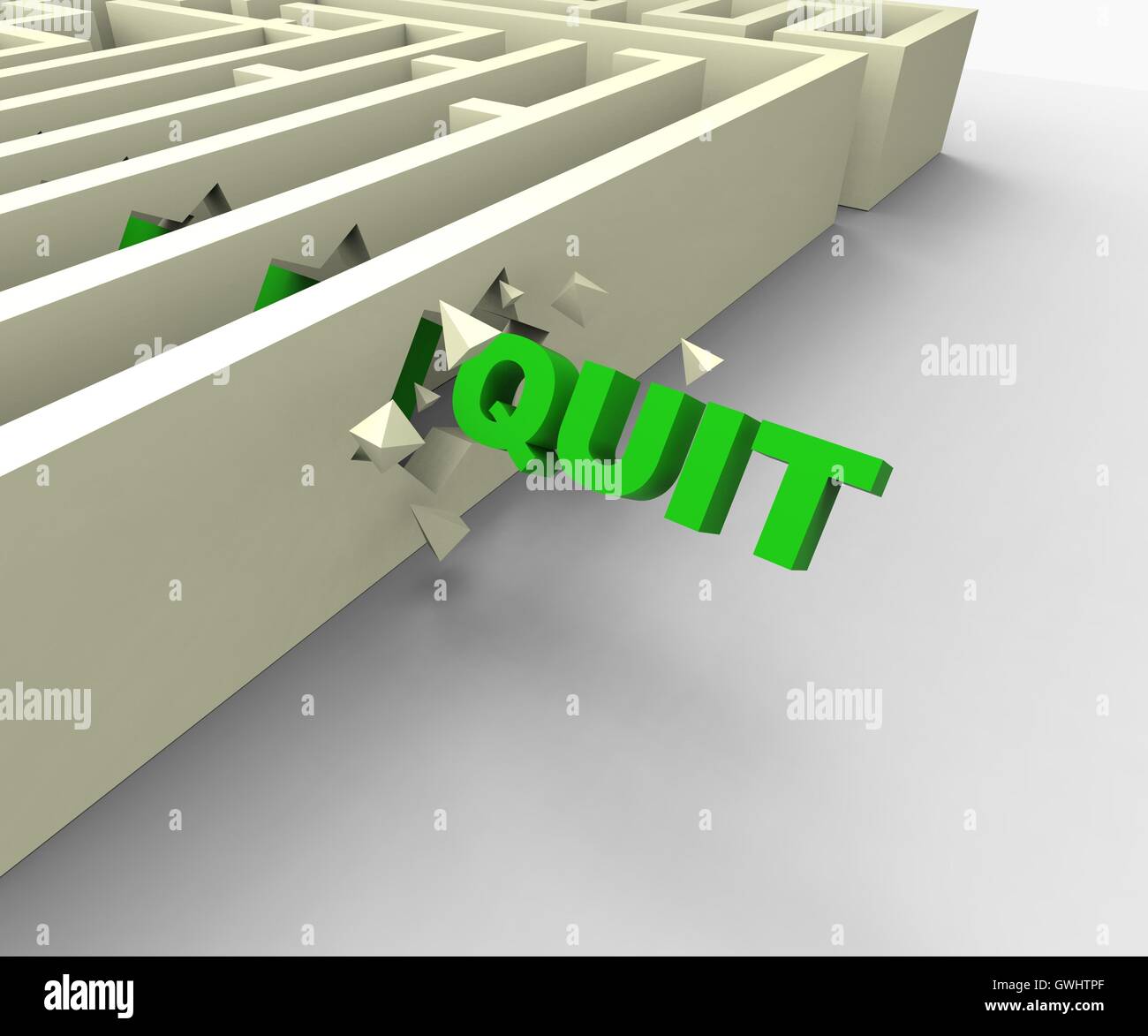 Quit Word Shows Giving Up Or Resigning Stock Photo - Alamy