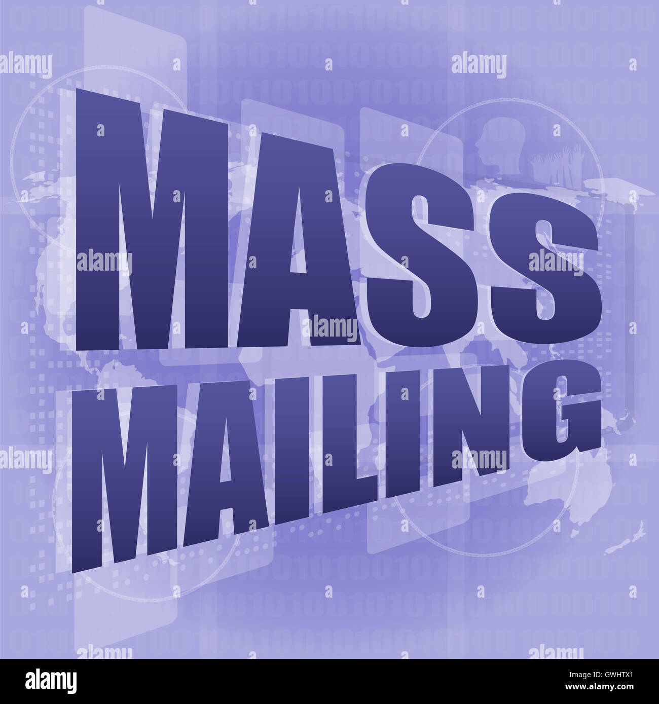 mass mailing word on digital screen, global communication concept Stock ...