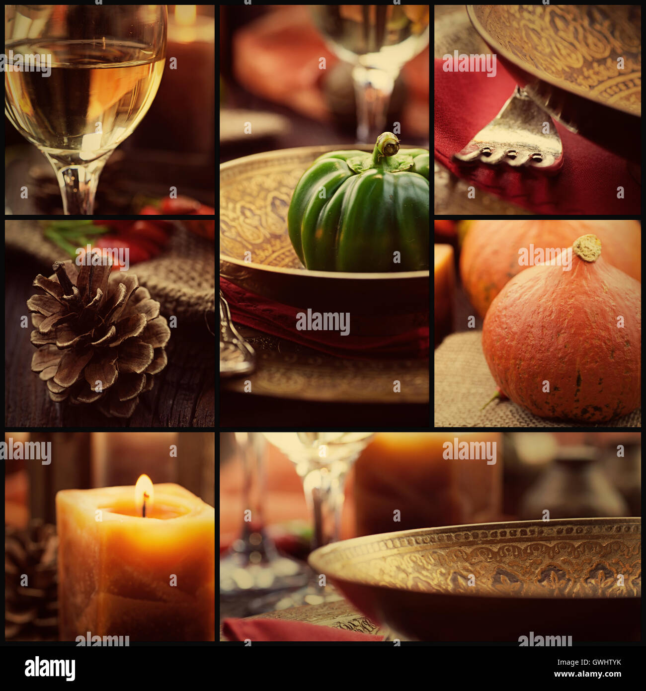 Autumn dinner collage Stock Photo - Alamy