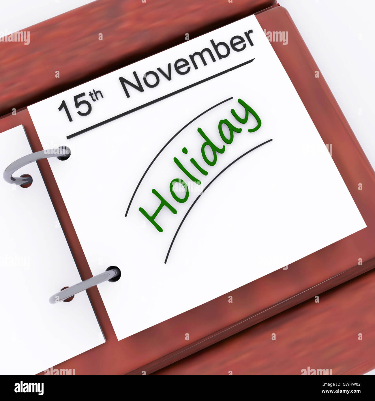 Holiday On Planner Shows Vacation Date Booked Stock Photo - Alamy