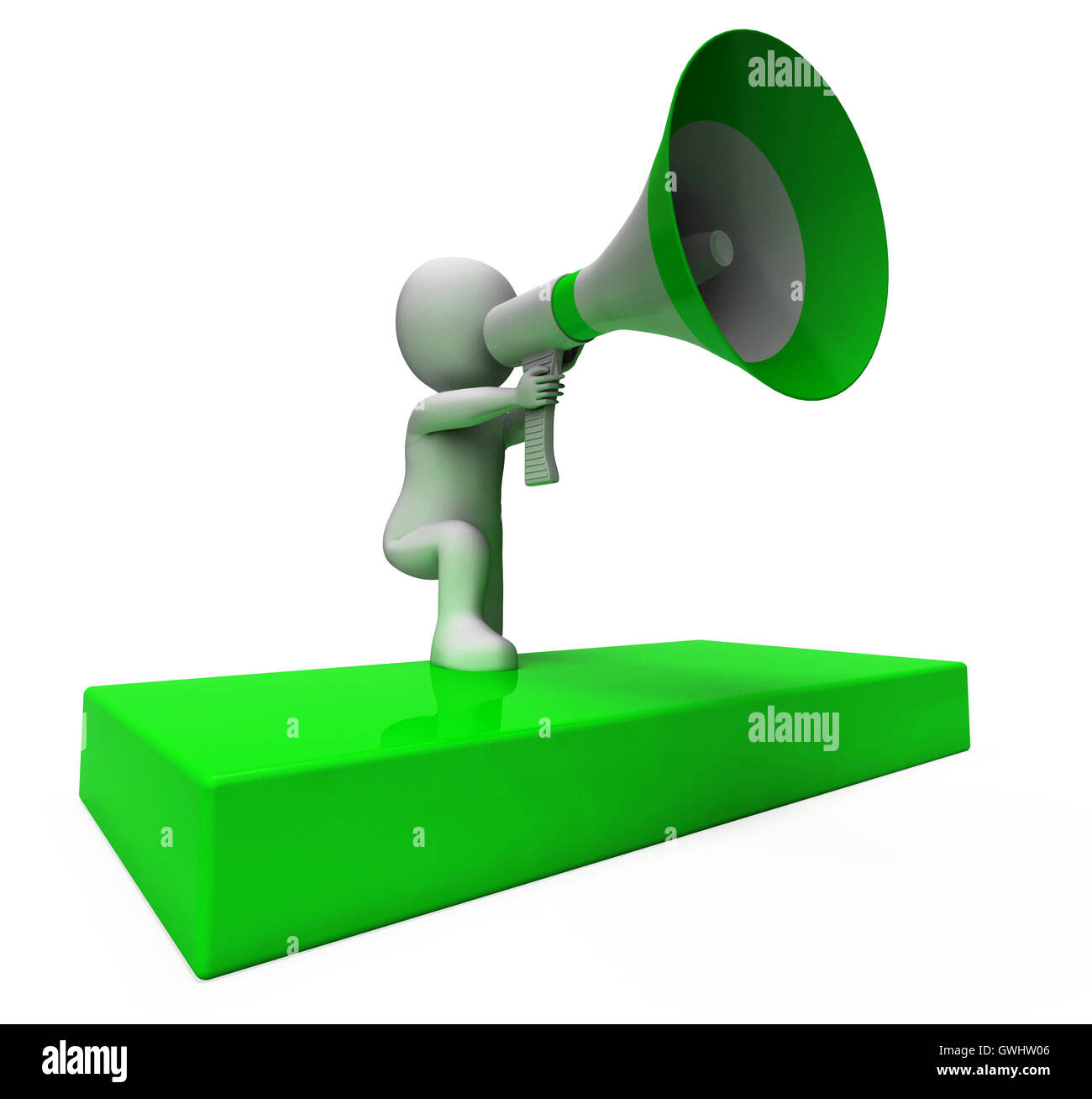 Loud Hailer Character Shows Announcements Explain And Megaphone Stock ...